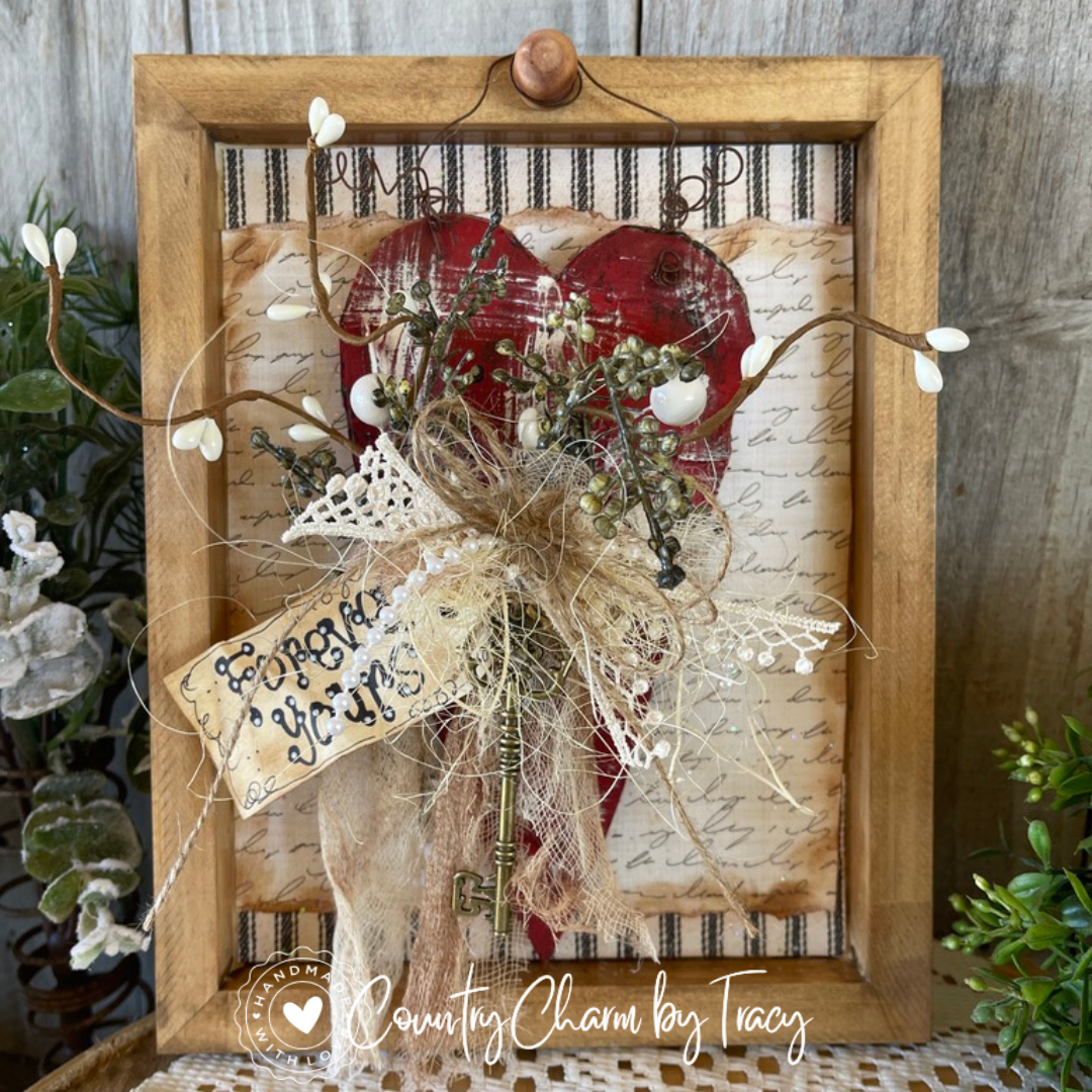 Primitive Country Vintage Red Heart Shadow Box Decor – Country Charm by ...